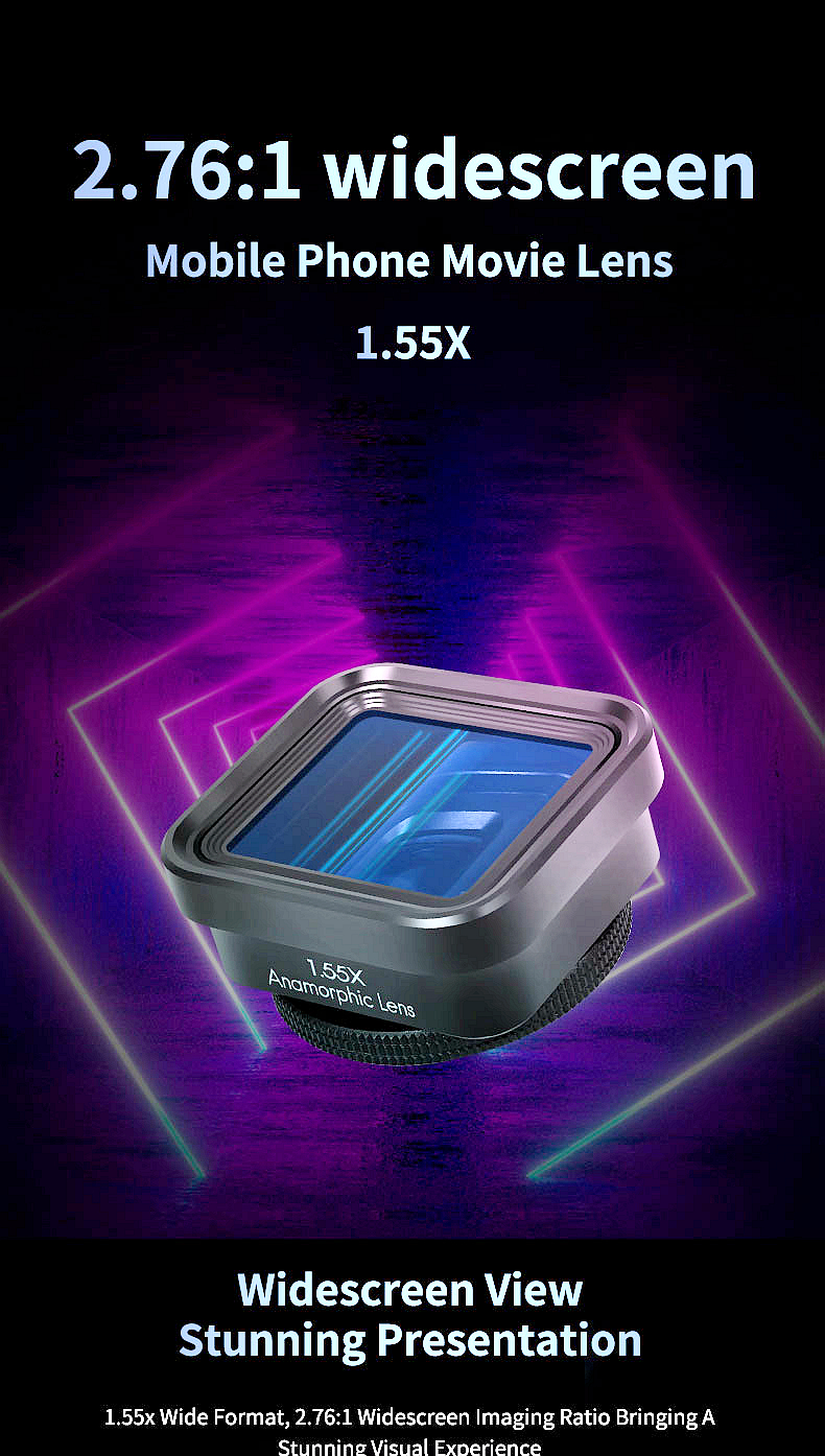 SANYK 1.55x Cell Phone Movie Lens Cell Phone Widescreen Anamorphic Lens ...