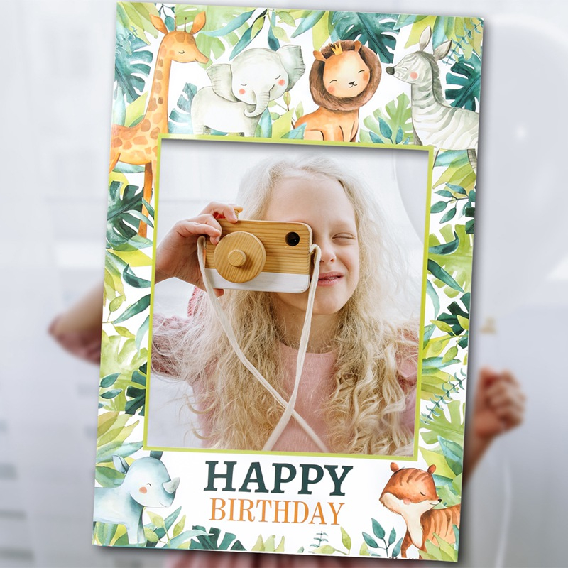 Safari Theme Paper Frame Photo Booth Props Selfie Booth Picture ...