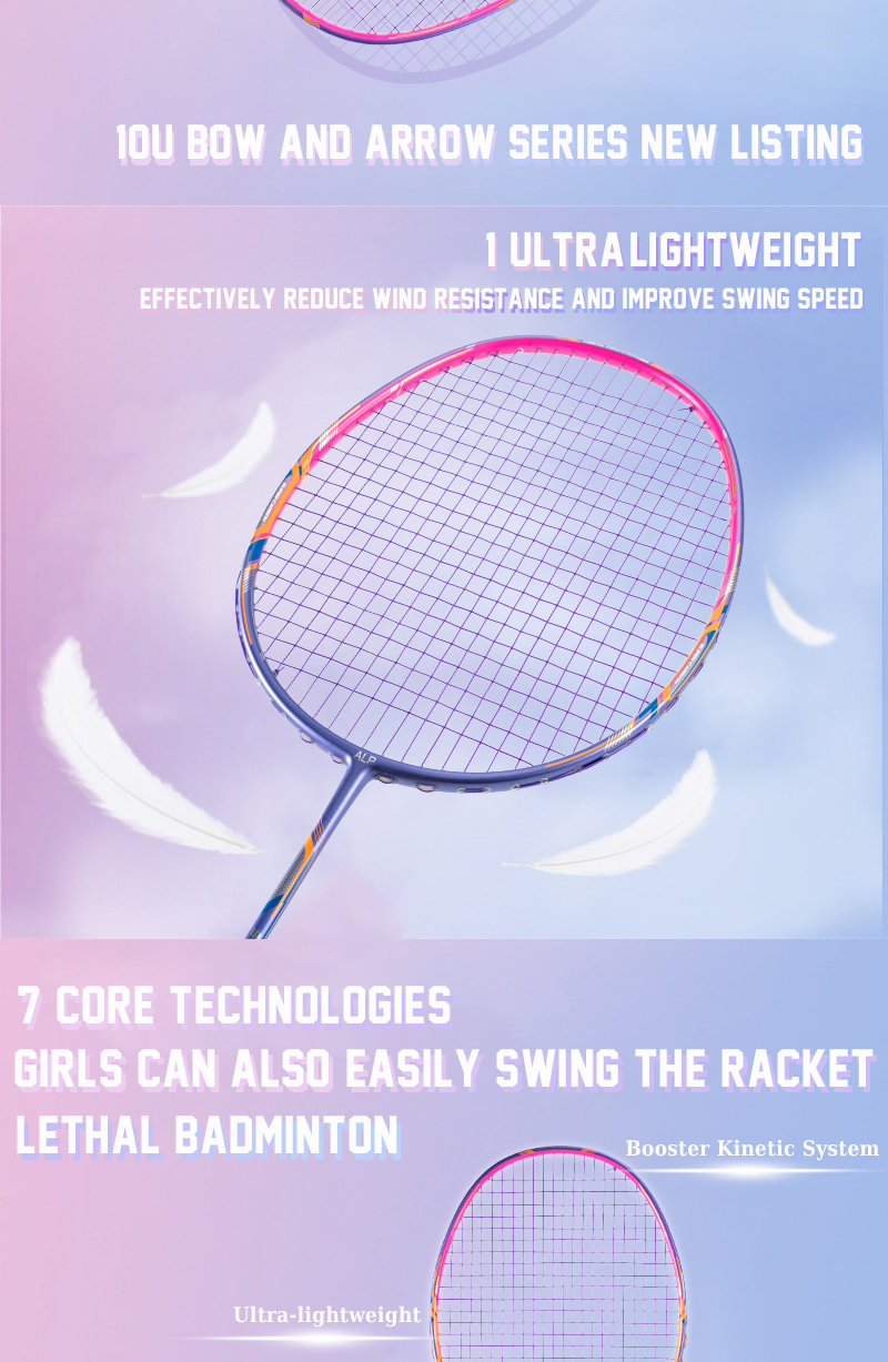 Alpsport Gj 10u G5 52g Max 35 Lbs Purple Badminton Racket 100% Original ...
