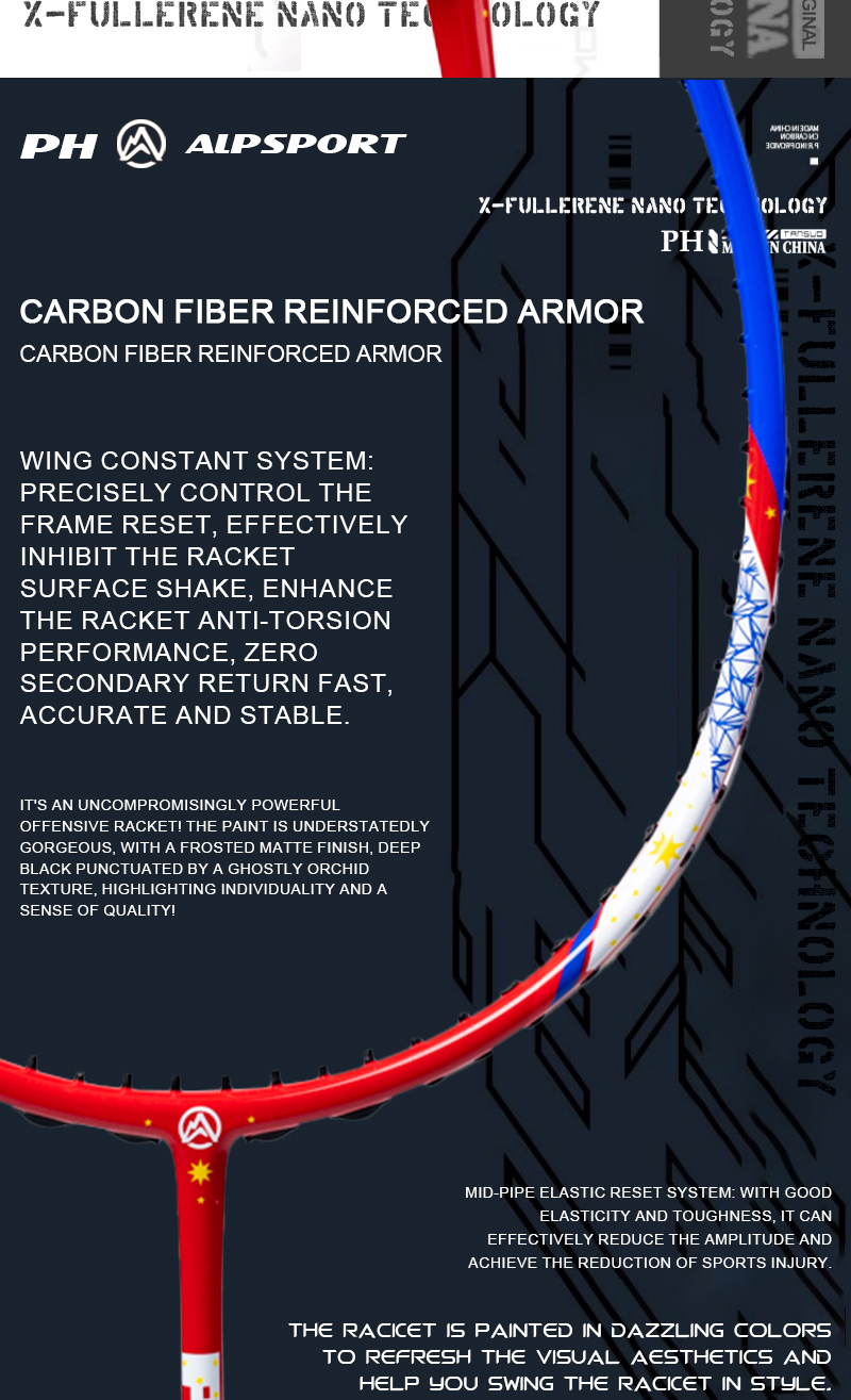 ALP PH Commemorative Model 5U G4 Max 33Lbs Badminton Racket 100% Full ...