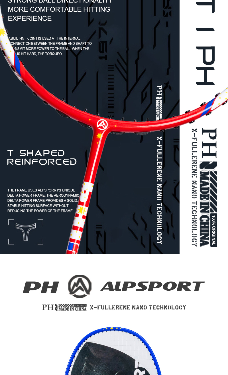 ALP PH Commemorative Model 5U G4 Max 33Lbs Badminton Racket 100% Full ...