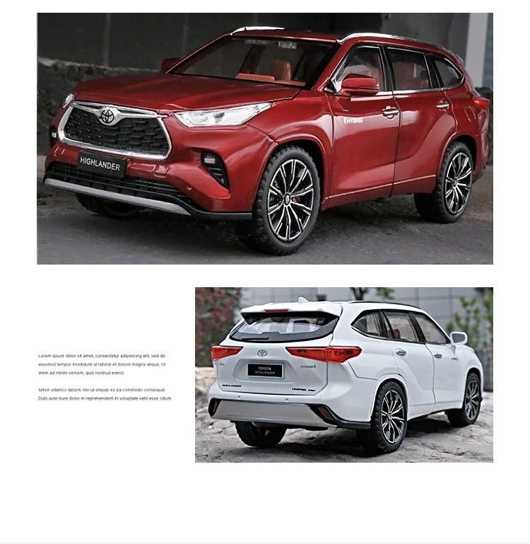 1:24 Scale Toyota Highlander Alloy Car Model Diecast Car Sound Light ...