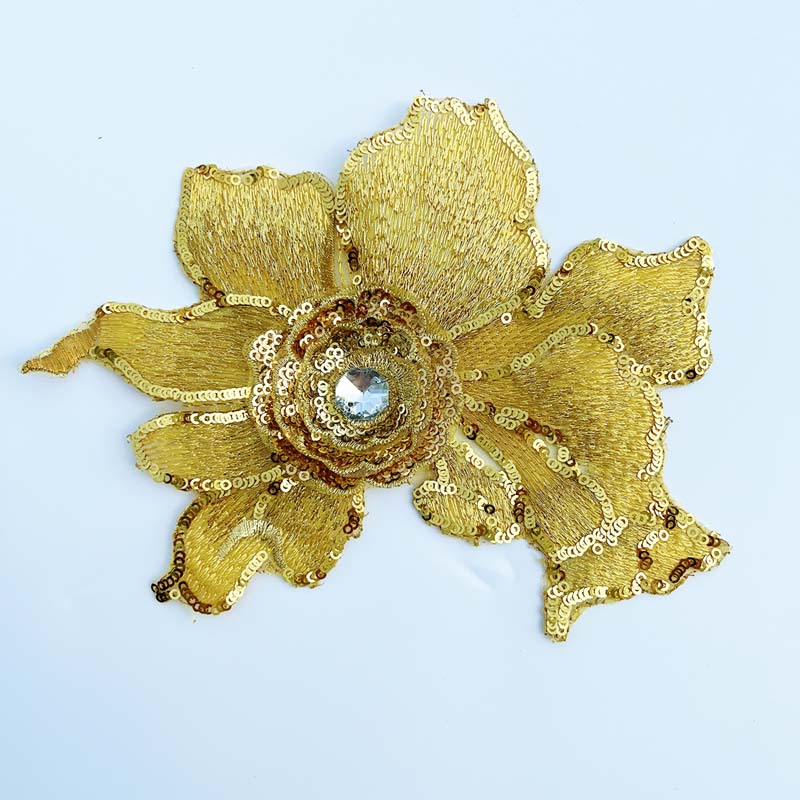 1PCS 16CM, 3D Drill Beaded Maple Leaf Flower Sew On Patches Sewing ...