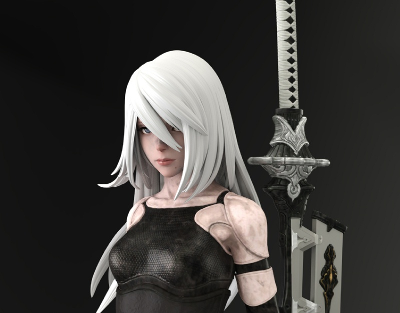 Resin Figure Kit NieR Automata A2 Two Hairstyles Two kinds of abdomen 1 ...