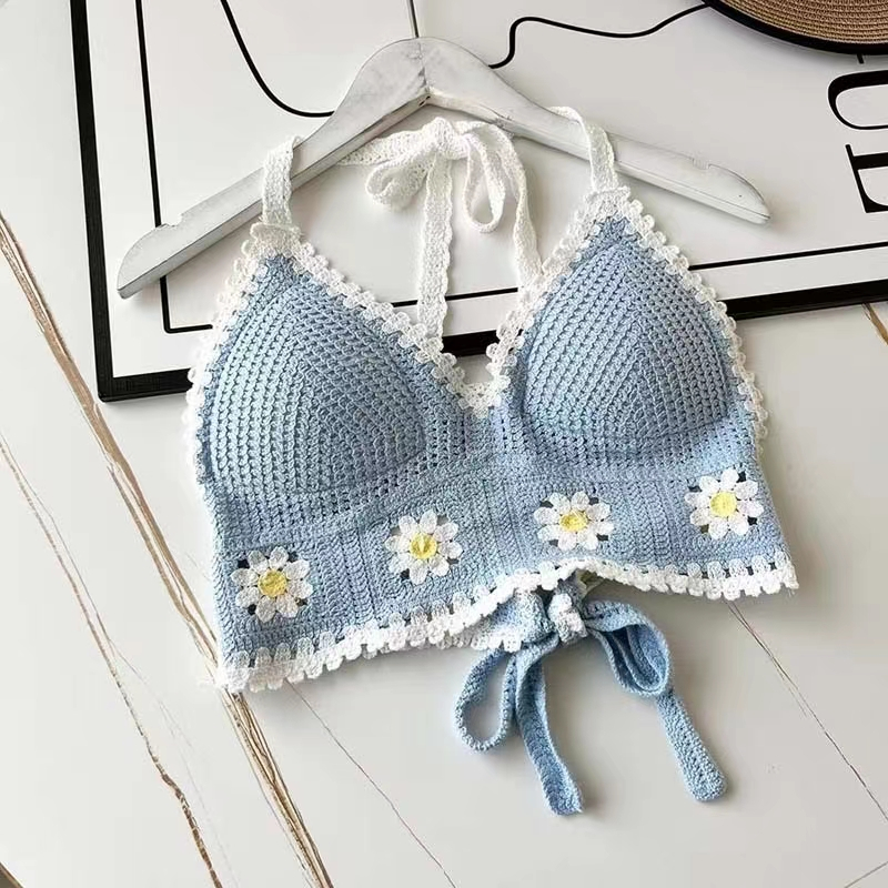 6 Colors New Crochet Top For Women Bikini Knitted Swimwear Top Beach ...