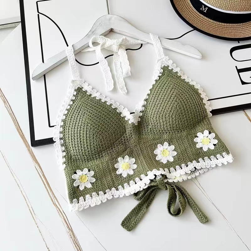 6 Colors New Crochet Top For Women Bikini Knitted Swimwear Top Beach ...