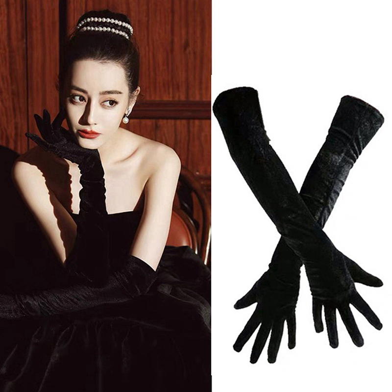 Black White Red Long Mesh Gloves With Rhinestones Hollow Fishing Net ...
