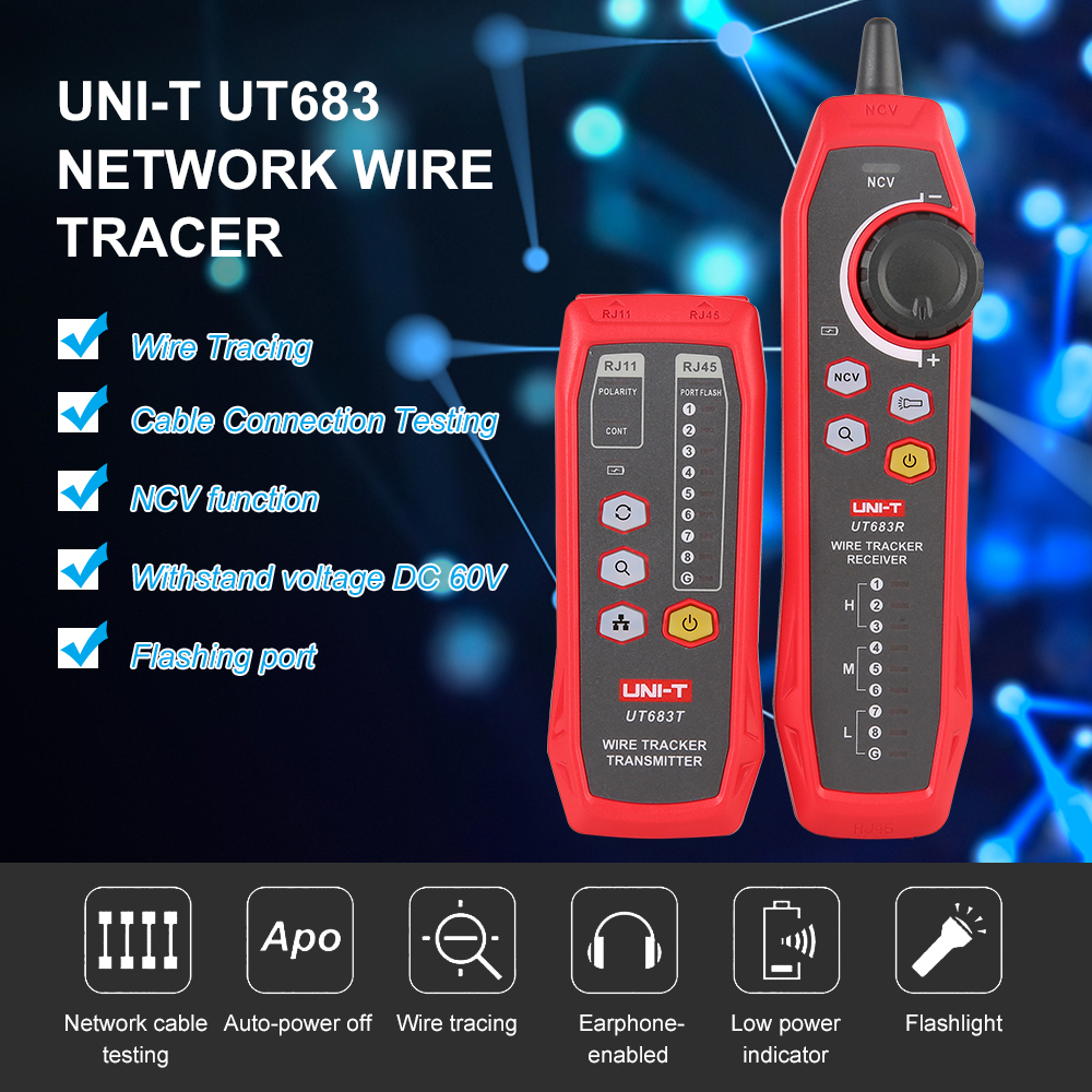 UNI-T UT683KIT Lan Tester Network Wire Tracer Cable Tracker RJ45 RJ11 ...