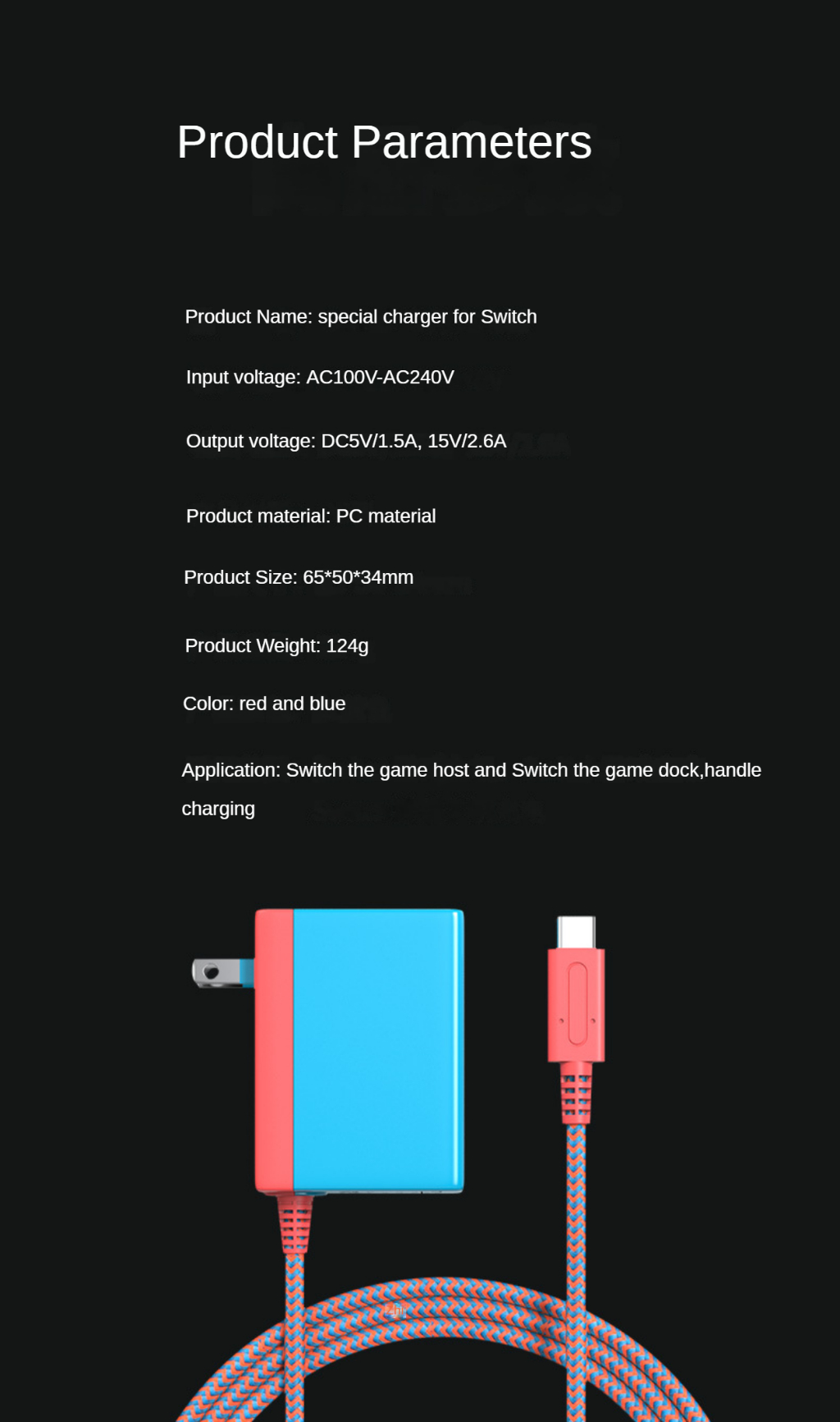 Nintendo Game Console Adapter 39W Fast Charging SWITCH with Cable ...