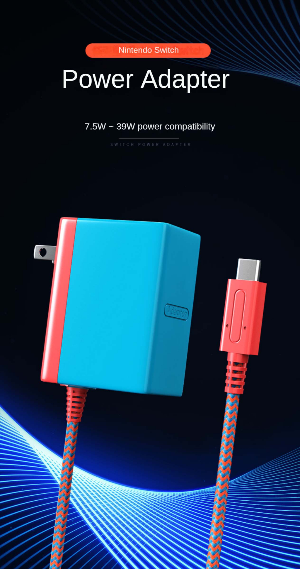 Nintendo Game Console Adapter 39W Fast Charging SWITCH with Cable ...