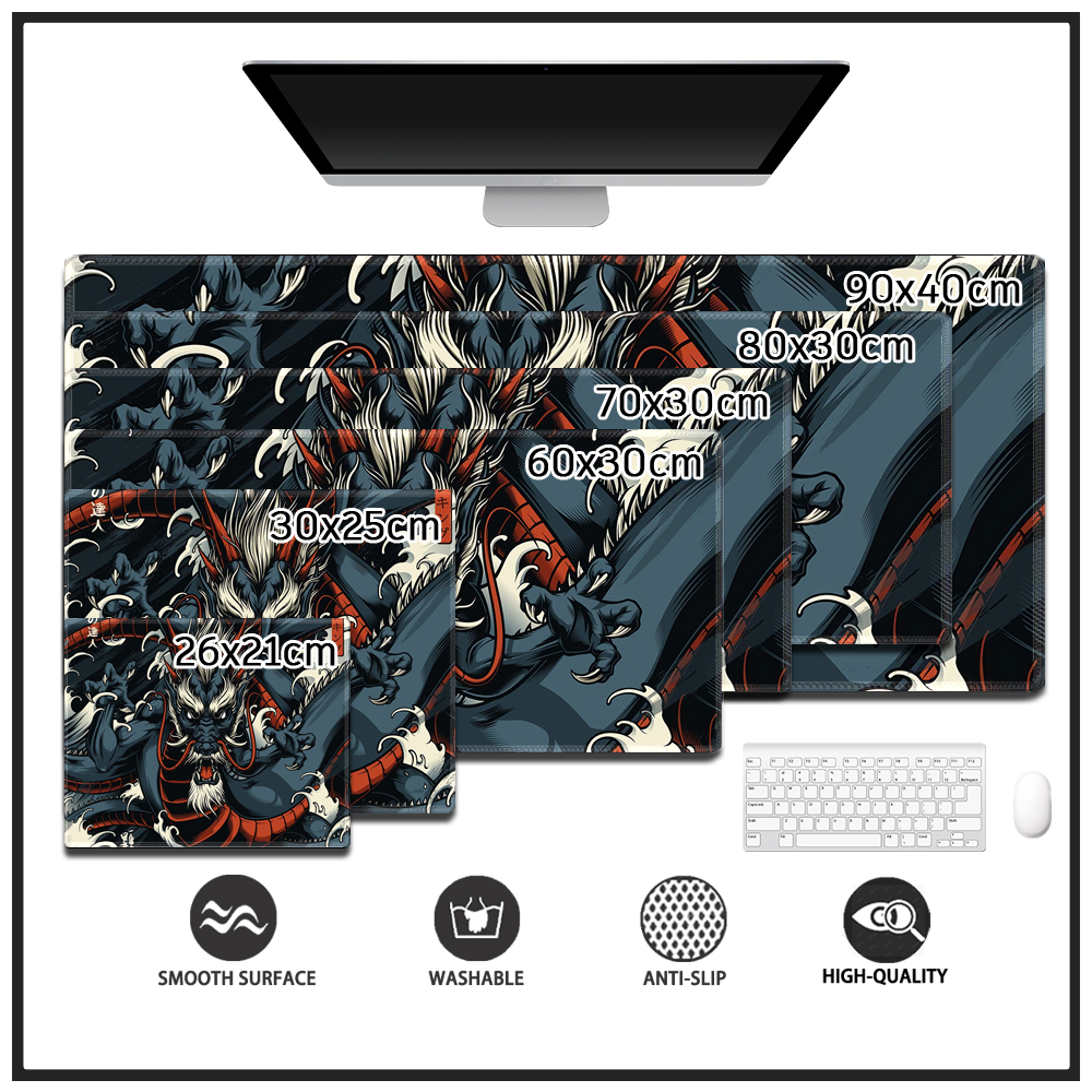 Japan God Ryujin Customised Mouse Pad Gaming Table Mat Stitched Edge ...
