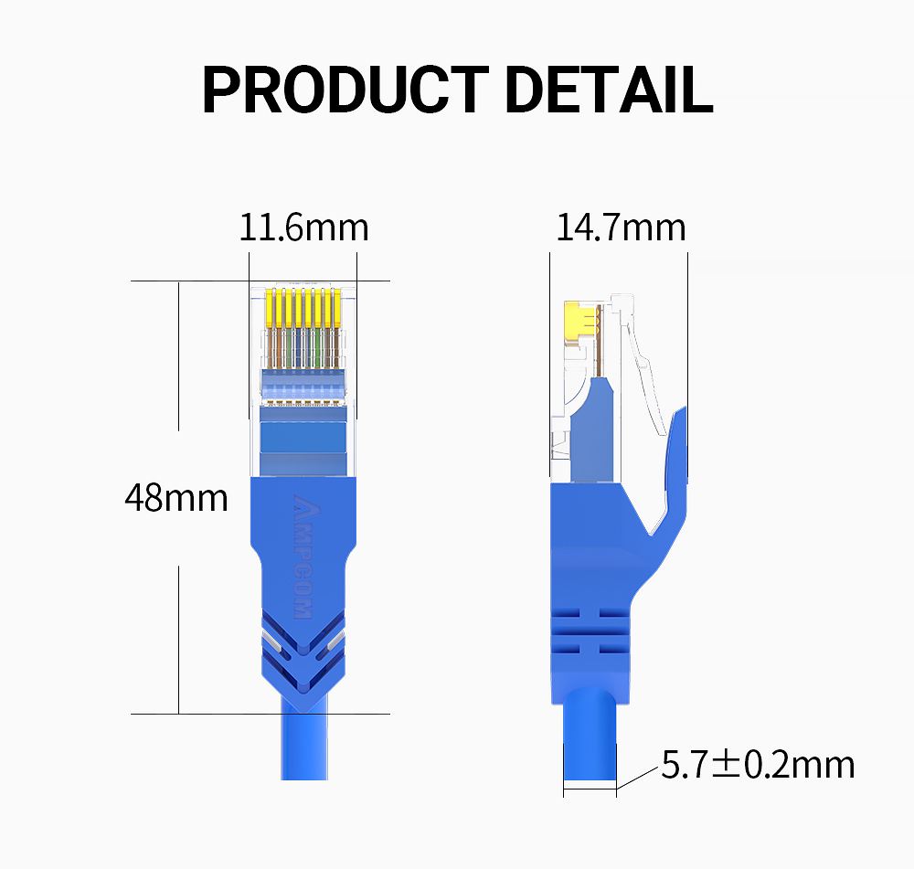 AMPCOM Ethernet Cable RJ45, CAT6 Lan Cable UTP CAT6 RJ45 Network Cable ...