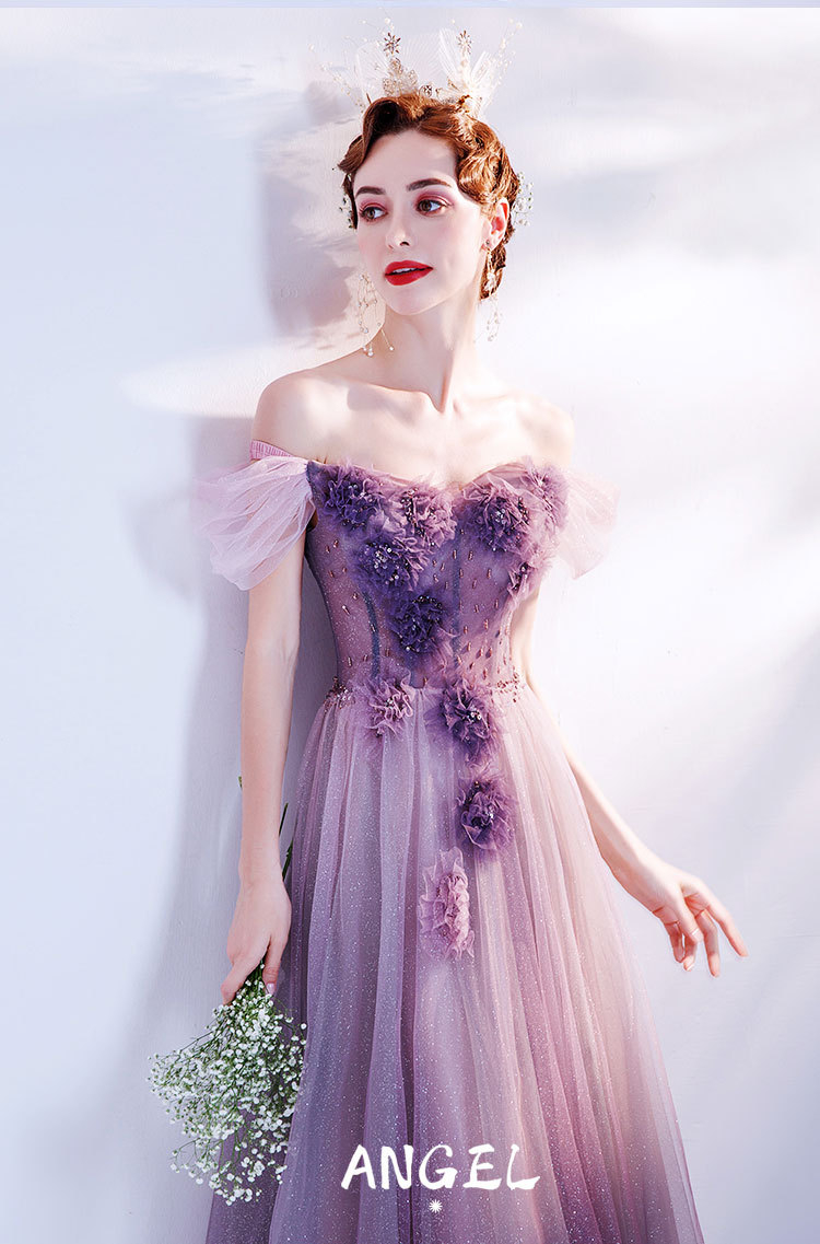 Purple Party Evening Dress Off Shoulder Prom Dress Gown For JS Prom ...
