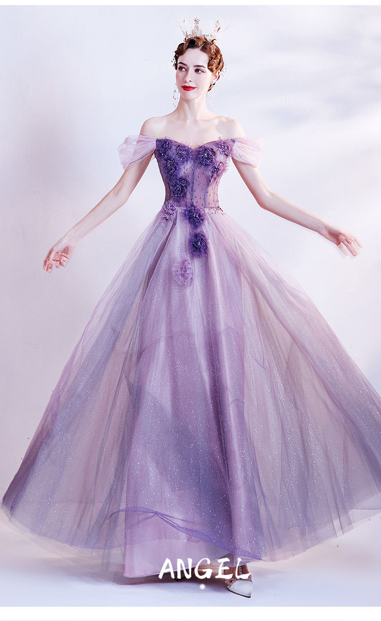 Purple Party Evening Dress Off Shoulder Prom Dress Gown For JS Prom ...