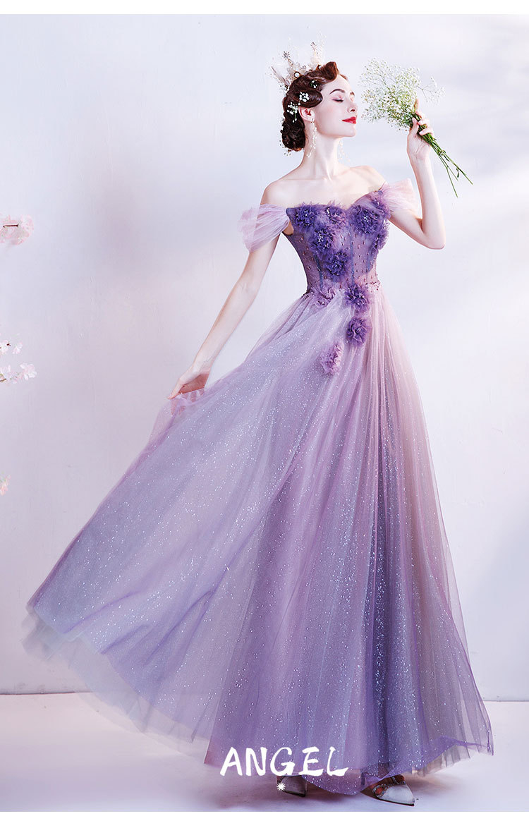 Purple Party Evening Dress Off Shoulder Prom Dress Gown For JS Prom ...