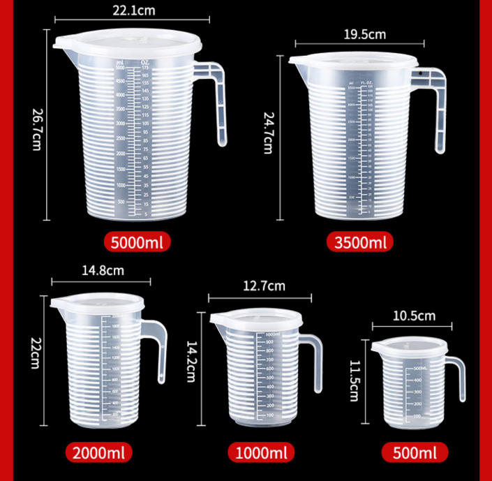 250 500 1000 2000 3000 3500 5000ml Measuring Cup with Scale Food Grade Plastic Measuring ...