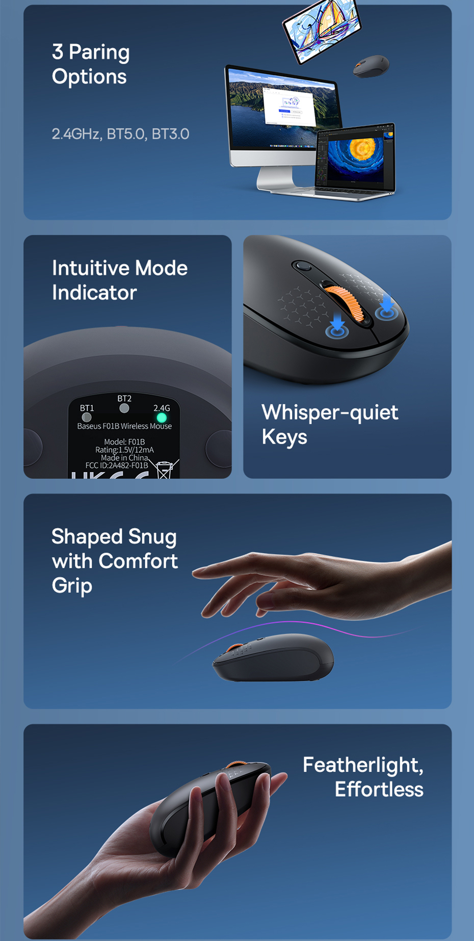 Baseus Wireless Mouse Bluetooth Wireless Computer Keyboard and Mouse ...