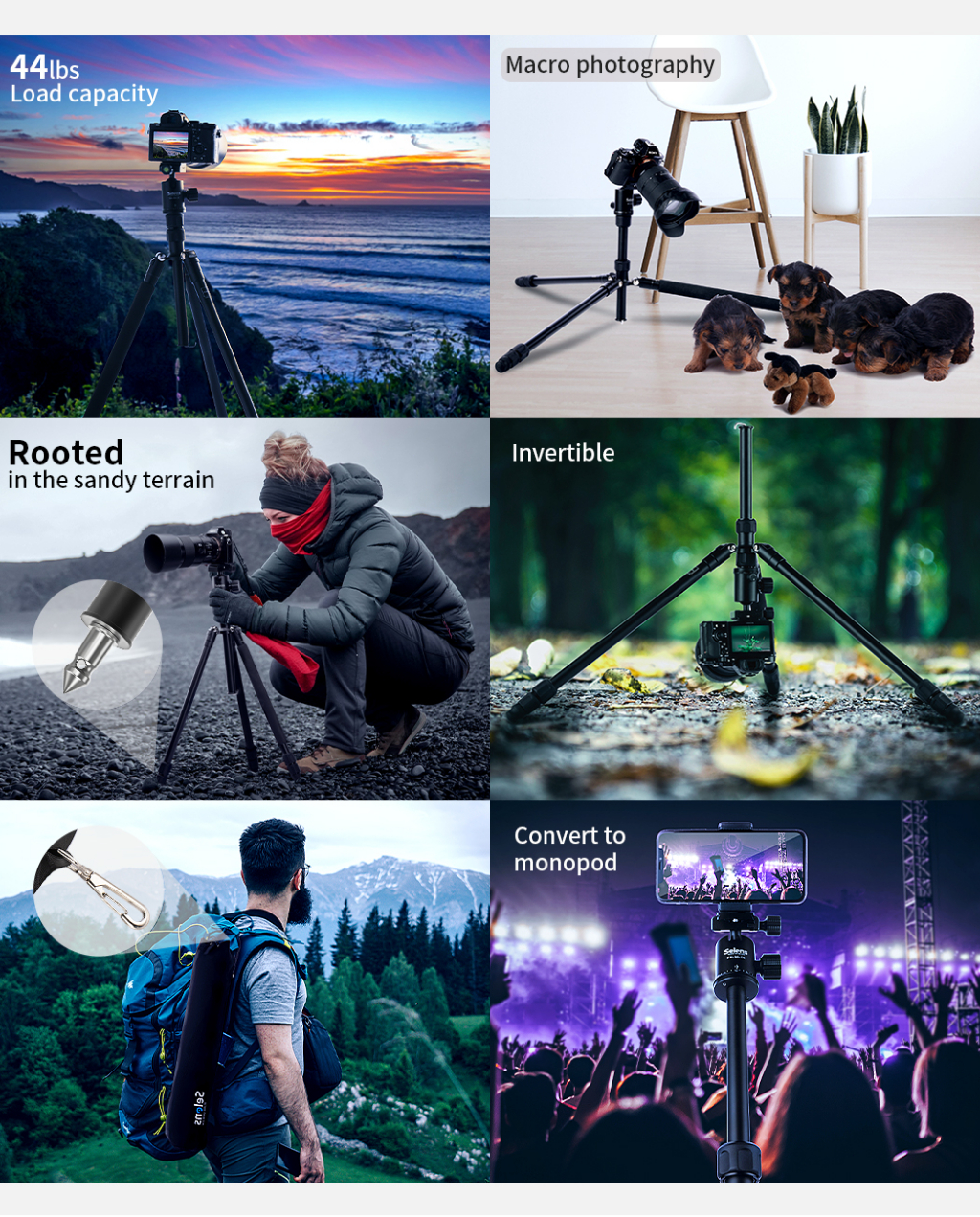 Selens Camera Tripod with Ball Head Mount Portable Aluminum Alloy ...