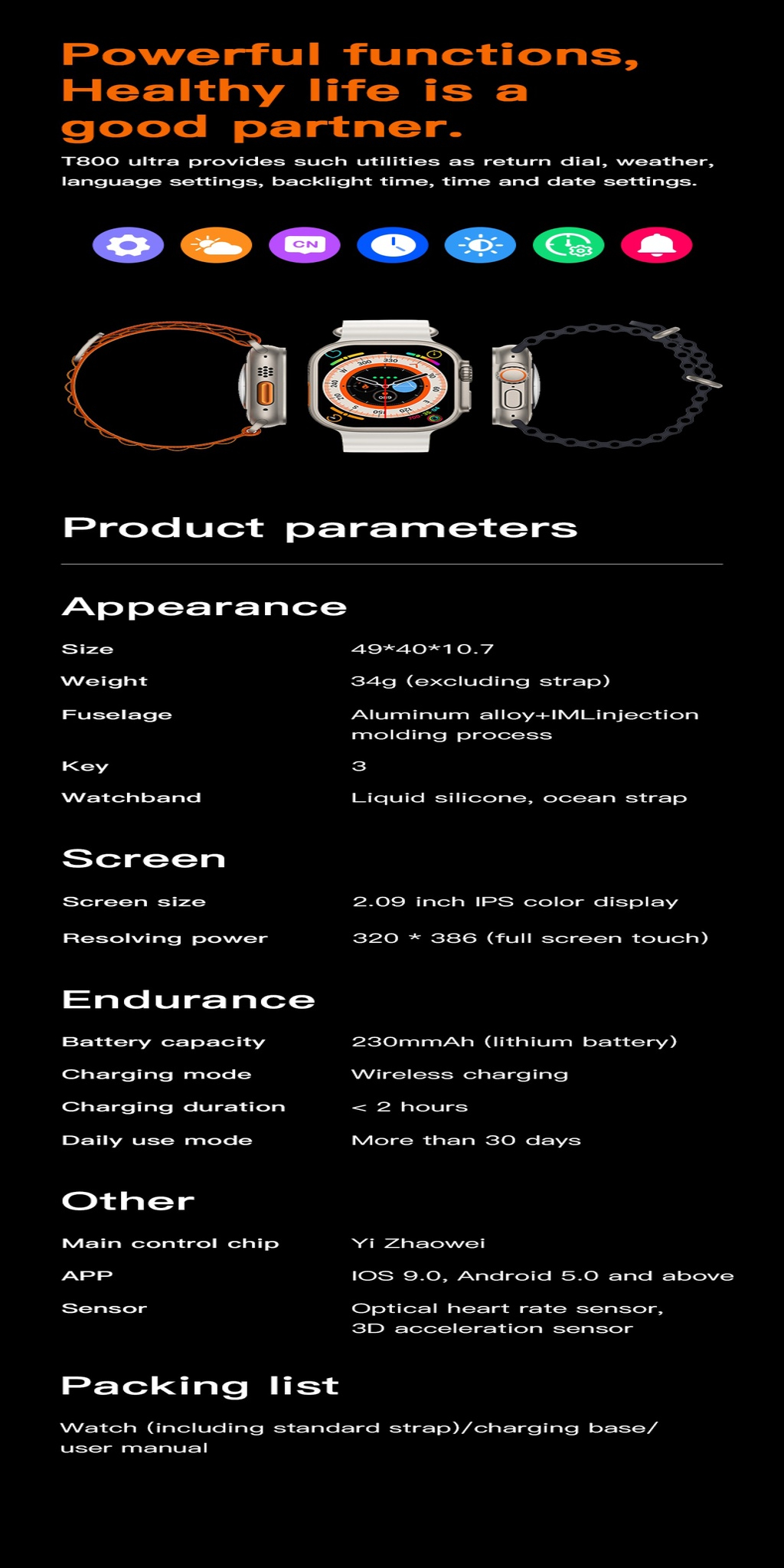 Smartwatch T10 Ultra 2023 New Series 8 Smart Watch 2.09 Inch HD 49mm ...