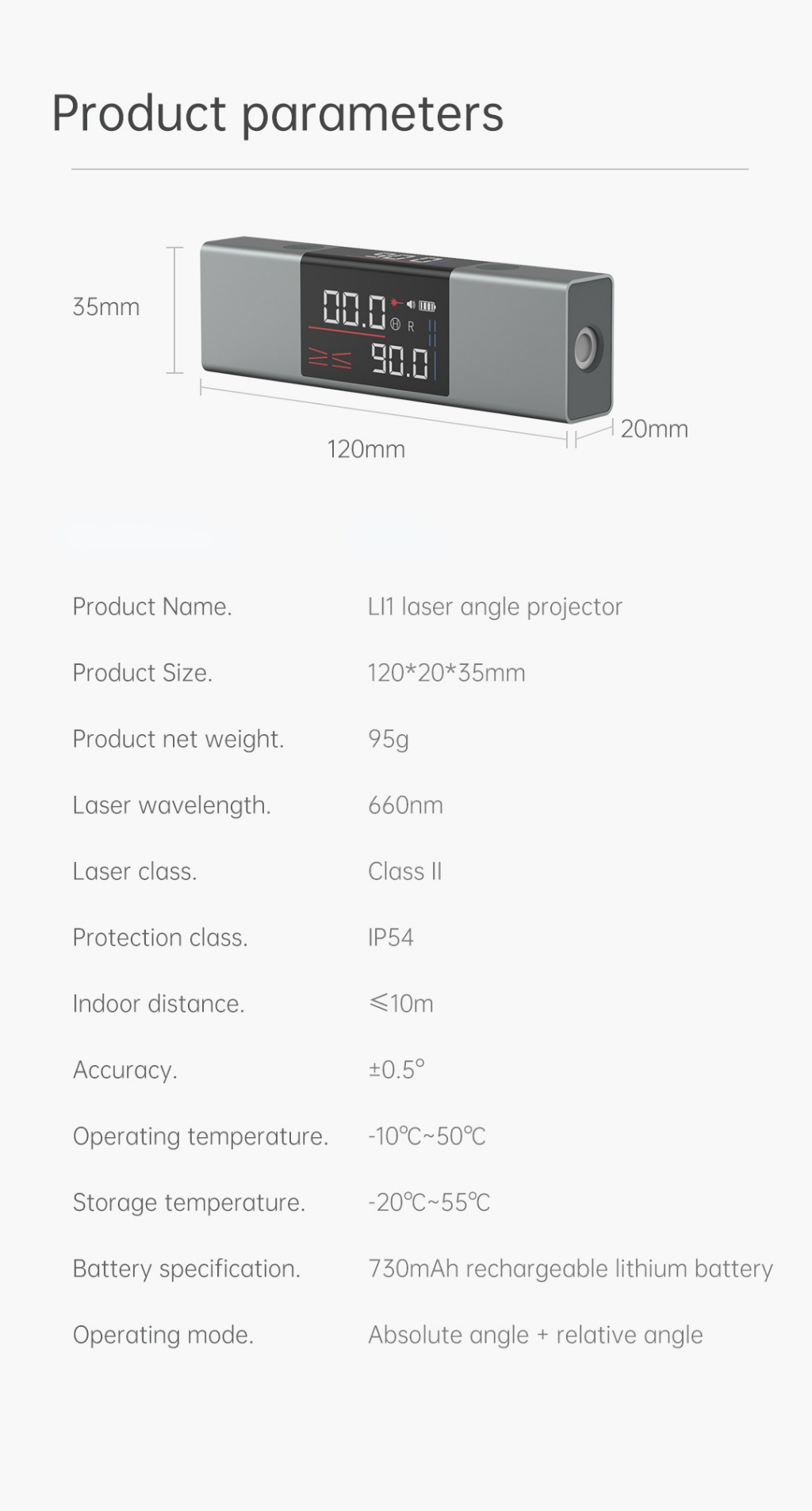 Laser Protractor Digital Inclinometer Angle Measure Laser Level Ruler ...