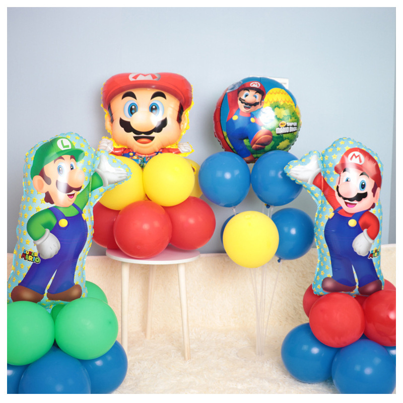 Super Mary Cartoon Mario Balloon Set – Latex & Aluminum Film Balloons ...