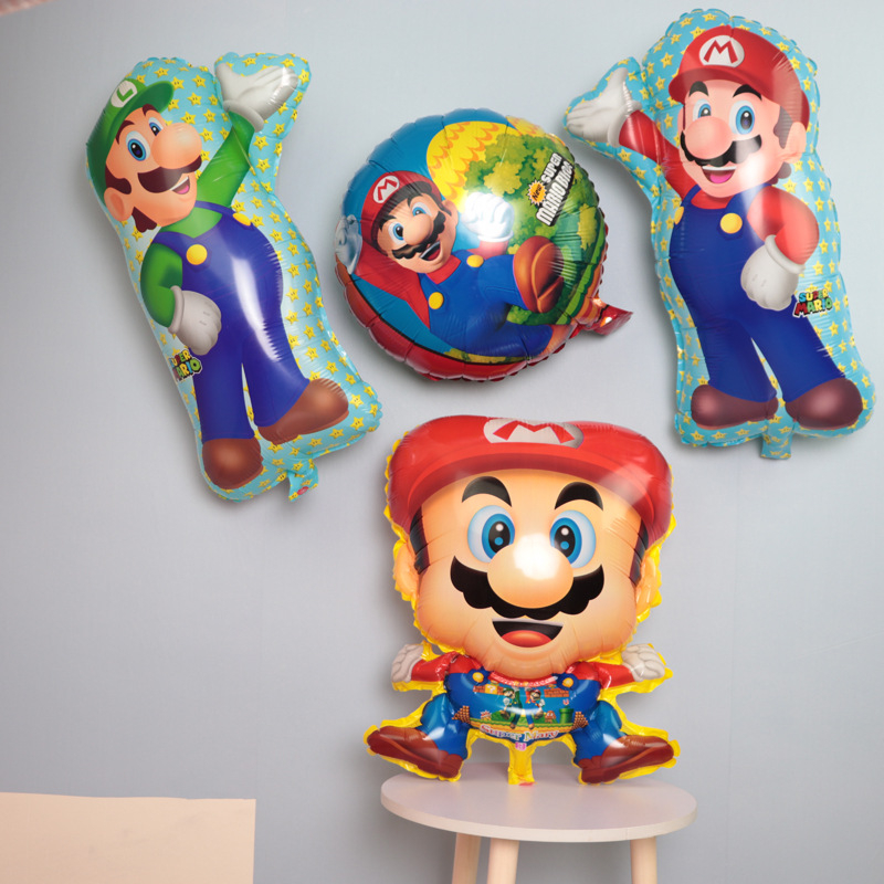 Super Mary Cartoon Mario Balloon Set – Latex & Aluminum Film Balloons ...