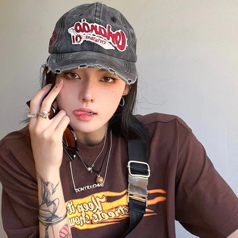 Vintage Washed Denim Baseball Cap - Distressed Unisex Embroidery Sun ...