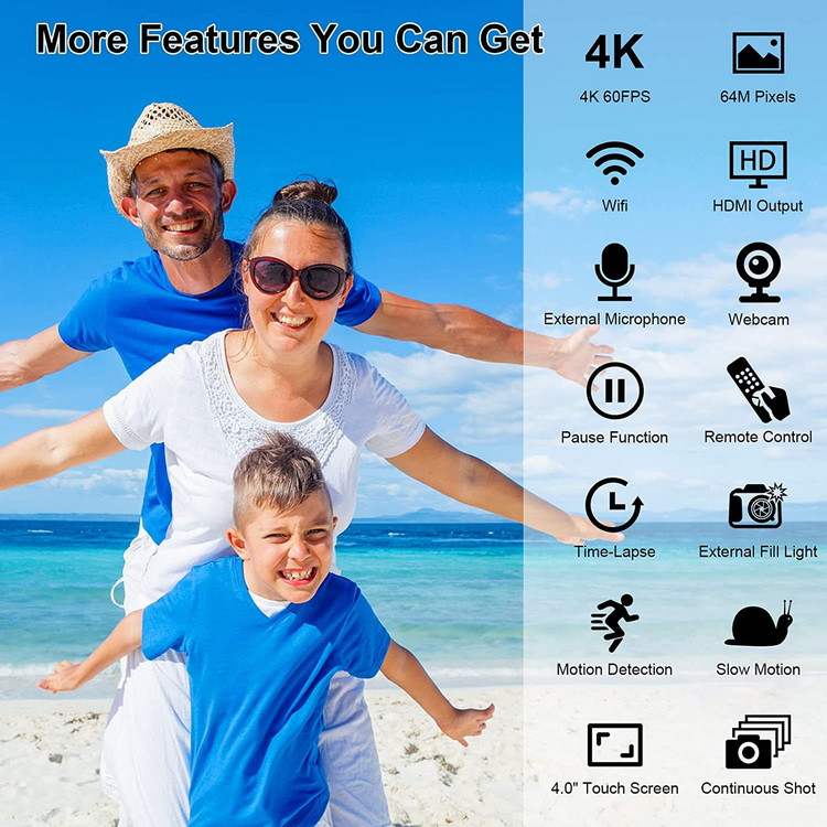 VETEK Camcorder 4K Video Camera 18x Digital CameraFor Live Streaming ...