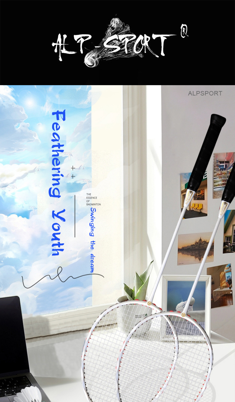 Alpsport V5 5u 75g G5 Max 30 Lbs White Badminton Rackets 100% Full ...