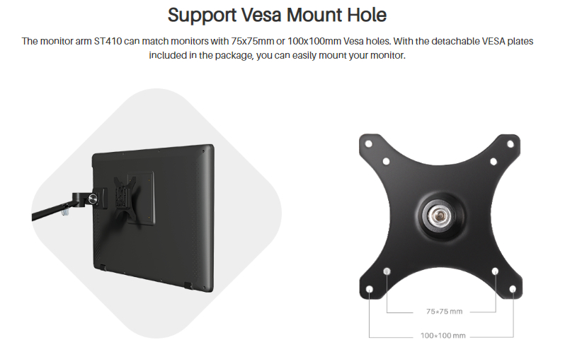 Single Monitor Arm Stand St410 Drawing Tablet Compatible With Monitors ...