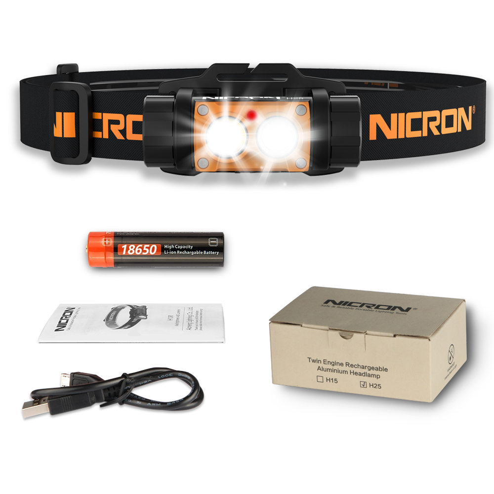 Nicron H25 Headlight 1500 Lumens High Brightness Double-Swich Control ...