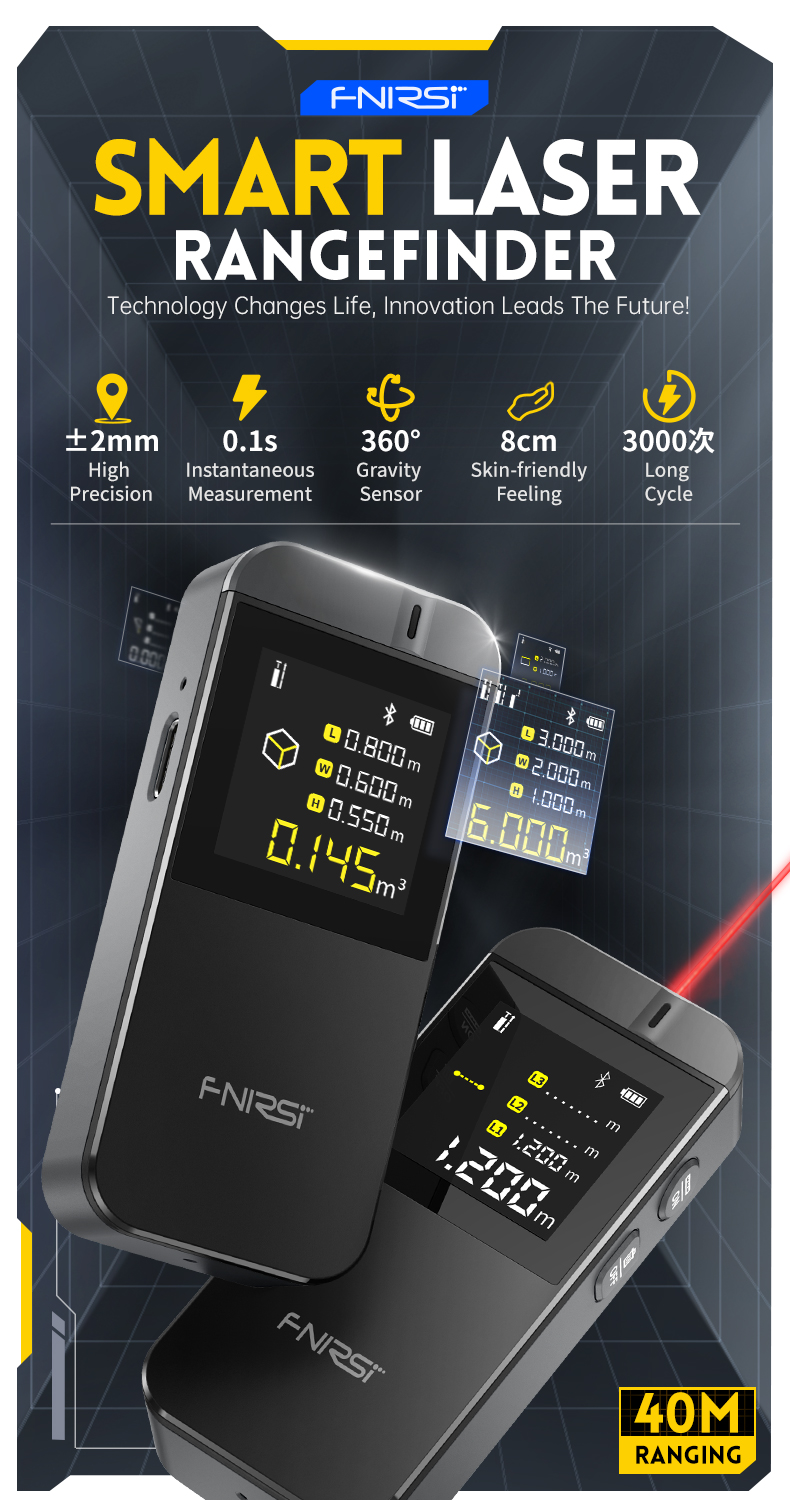 Intelligent laser rangefinder 40 meters digital laser ruler measuring ...