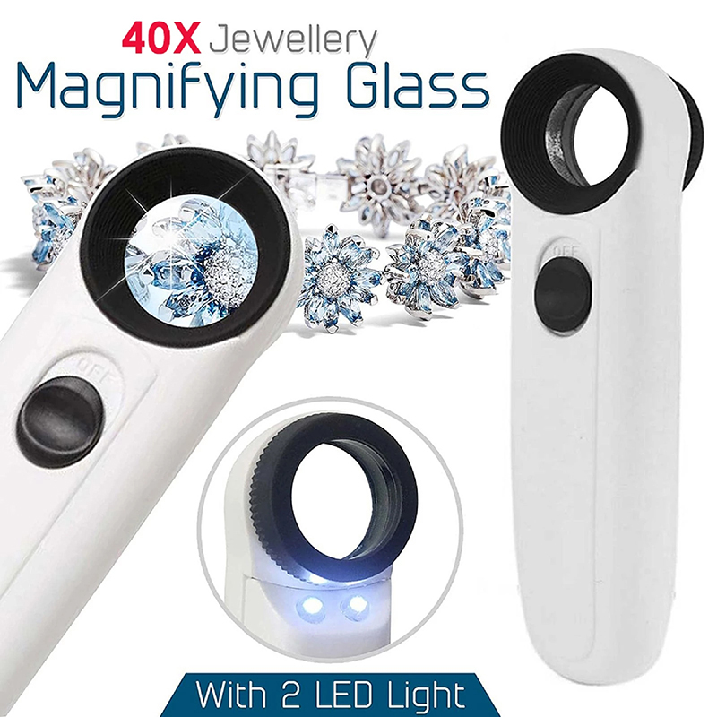KIPRUN 40x Magnifier Magnifying Acrylic lens Glass with 2 LED Light ...