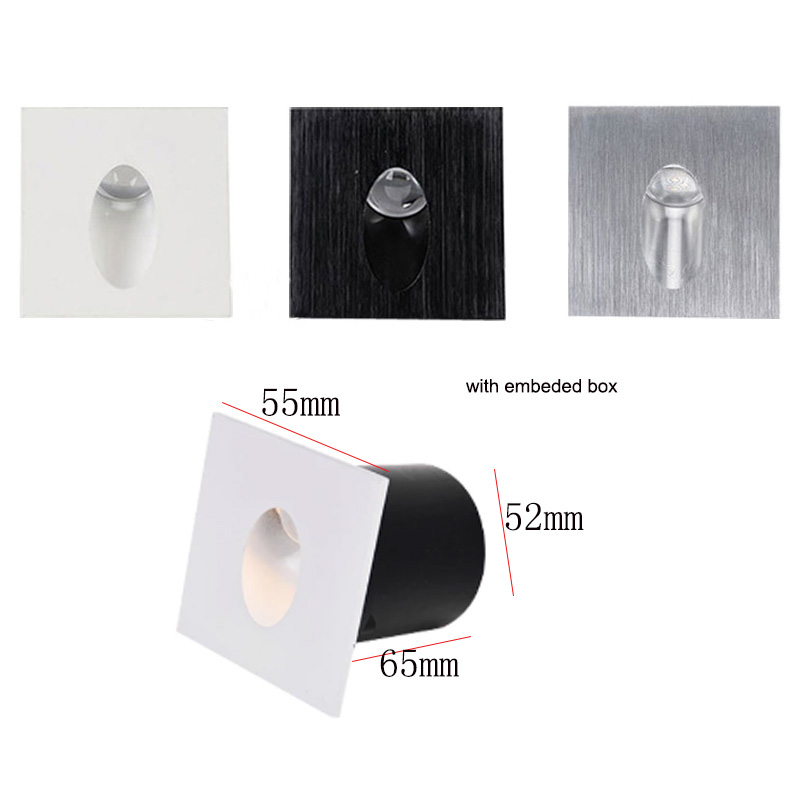 3W Led Stair Light Indoor Square Round Wall Lamp Recessed LED Step Lamp ...