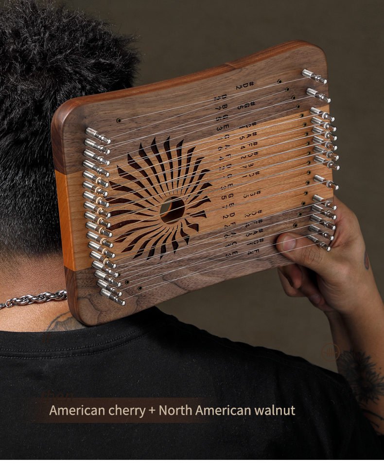 Hluru Lyre Harp 17/31 Note Finger Playing Strings Thumb Piano Veneer ...