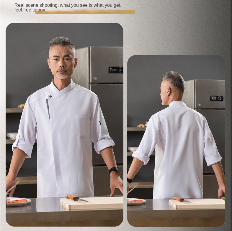 Chef uniform high-end hotel restaurant chef overalls men and women long ...
