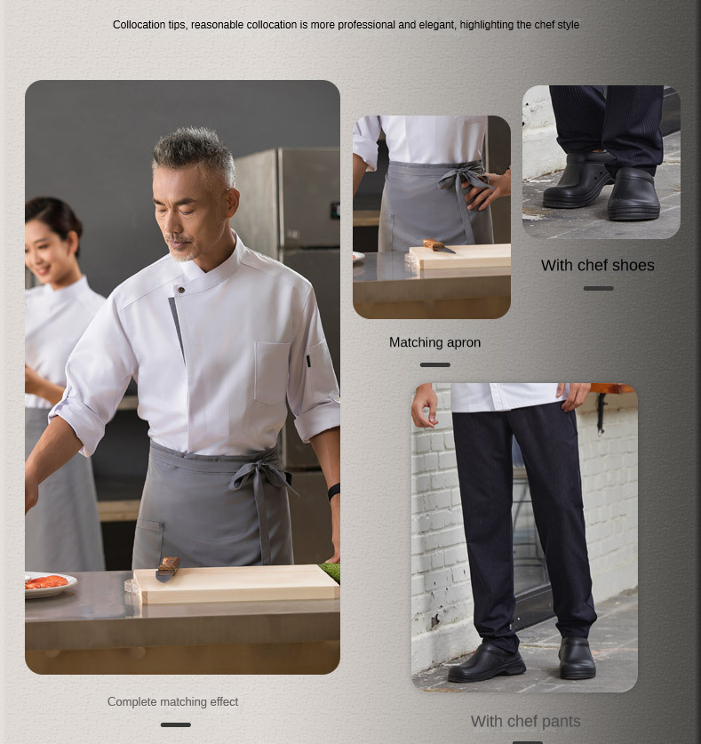 Chef uniform high-end hotel restaurant chef overalls men and women long ...