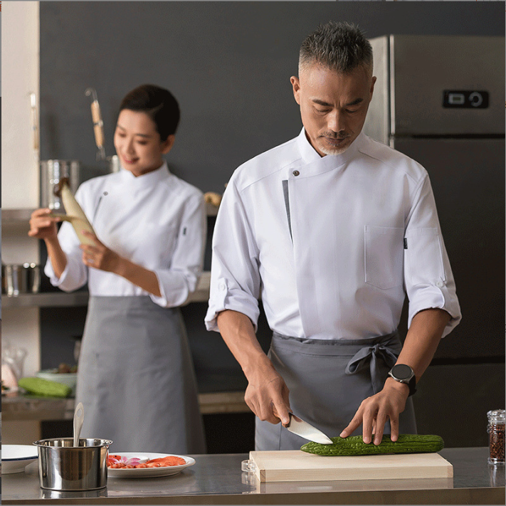 Chef uniform high-end hotel restaurant chef overalls men and women long ...
