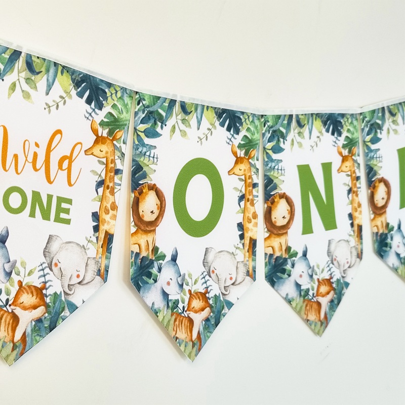 1PC Safari Theme Happy Birthday Banner Backdrop Curtain Wall Design ...
