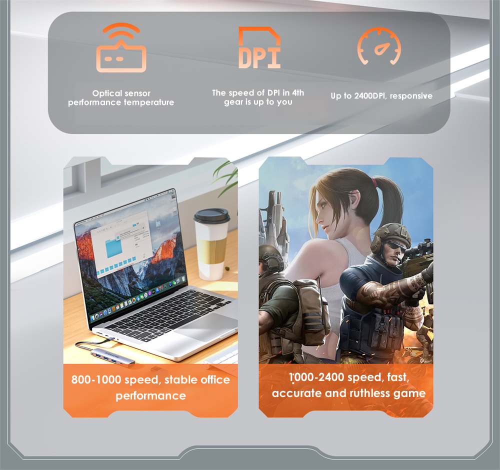 M133/M233 Transparent Gaming Mouse 2400DPI Rechargeable Power Display ...