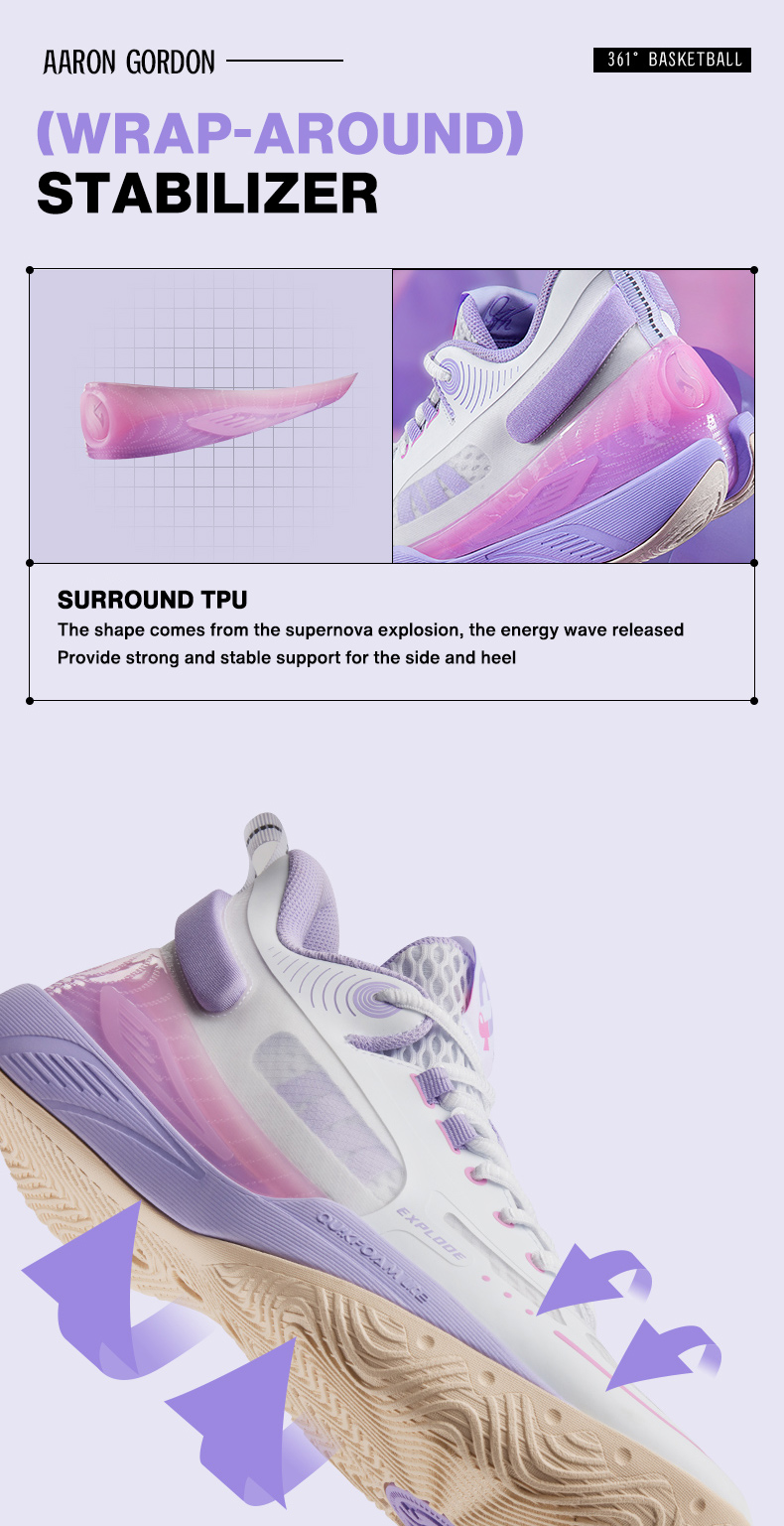 361 Degrees Ag Explode Aaron Gordon Men Basketball Shoes Wear-Resistant ...