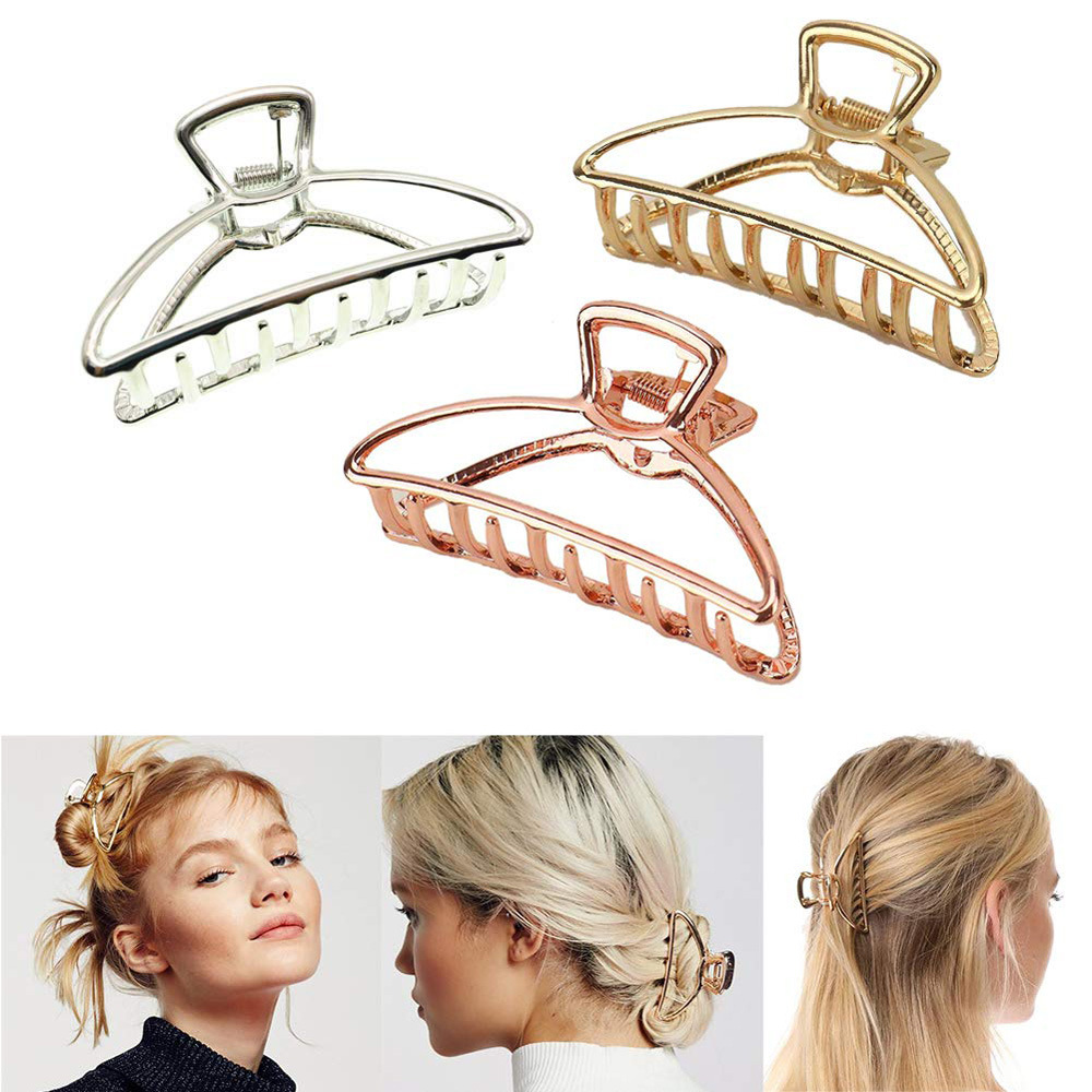 Big Open Shape Metal Hair Clips For Women Stylish Large Hair Claw Clips ...