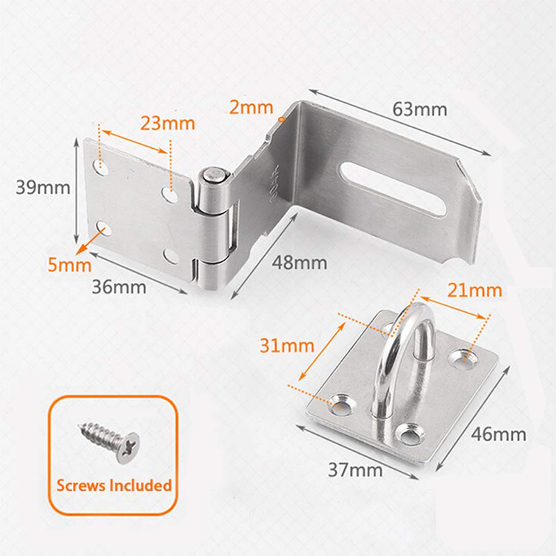 KIPRUN Door Hasp Latch 90 Degree Stainless Steel Safety Angle Locking ...