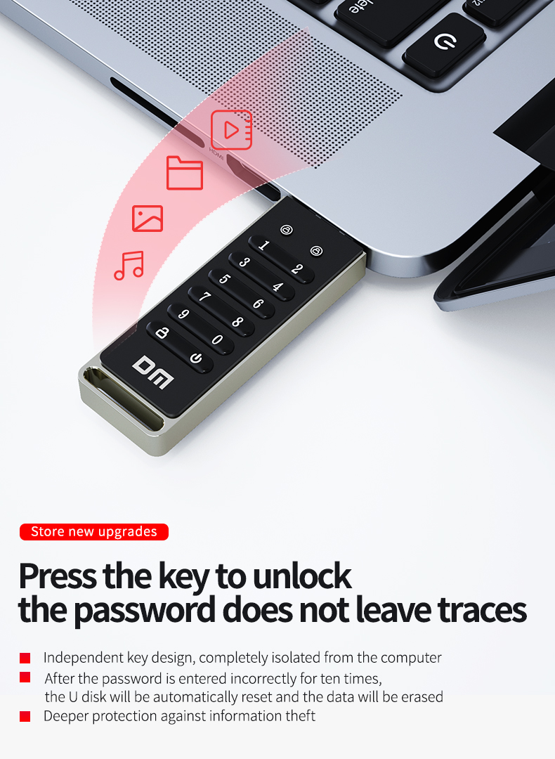 DM FD063 256-bit Encrypted Password Secure Flash Drive USB3.2 Support ...