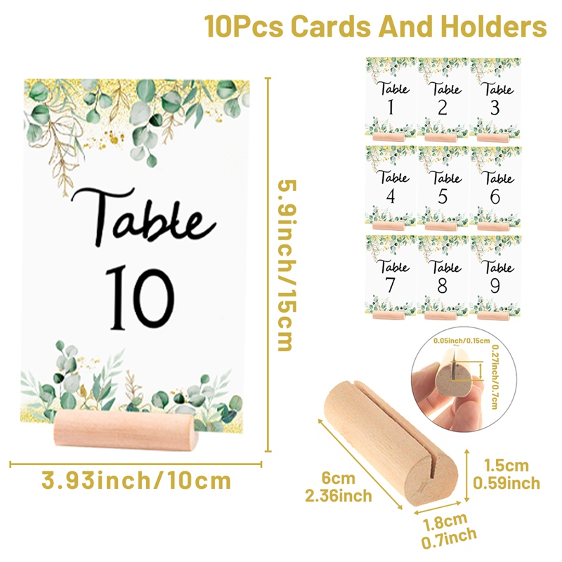 10PCS Table Numbers Cards For Wedding Reception Gold Leaves Wedding ...