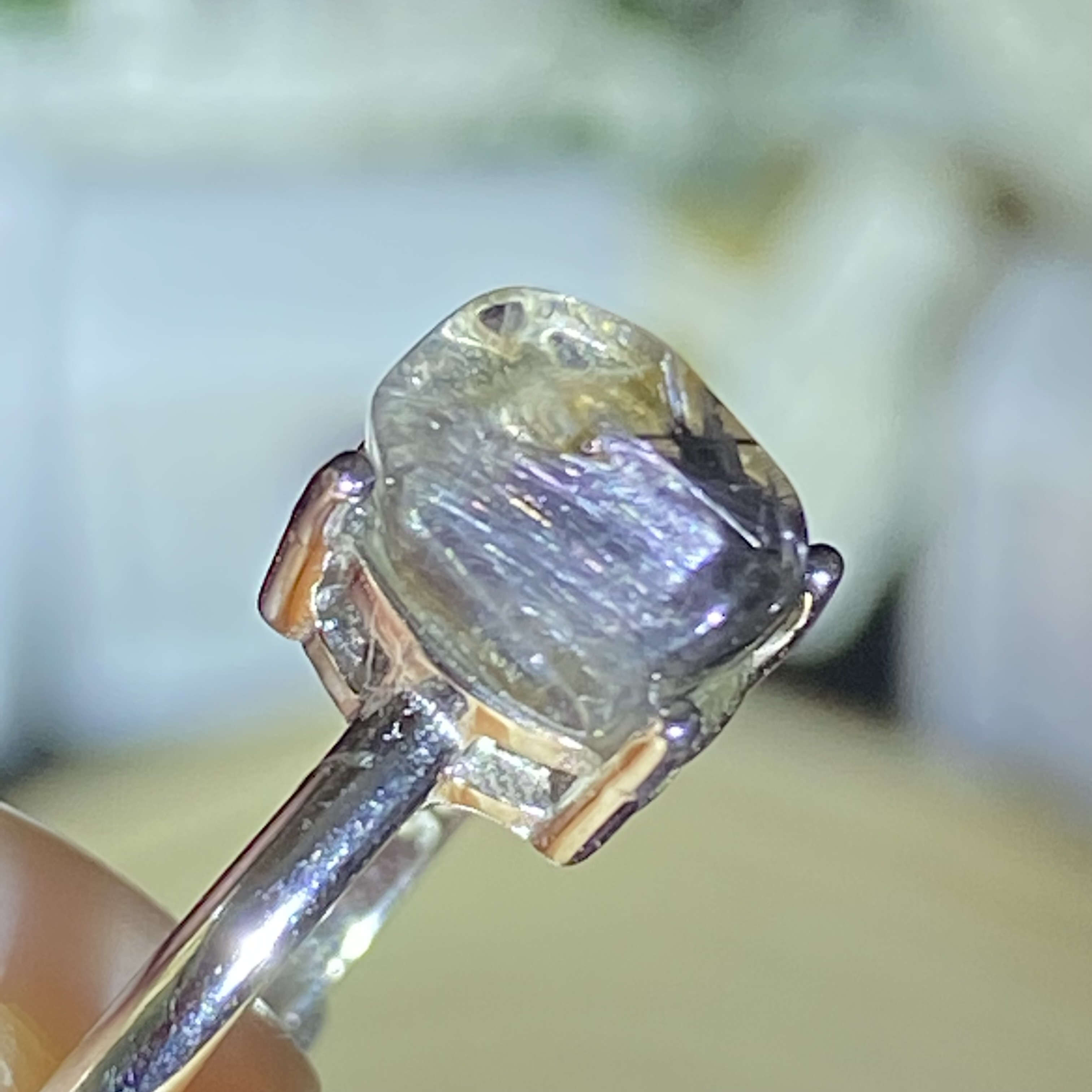 HANLE natural brookite in quartz S925 ring with certficate and box ...