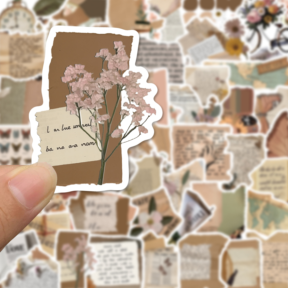 50PCS Vintage Newspaper Stickers - Waterproof Decals for Journal, Cup ...