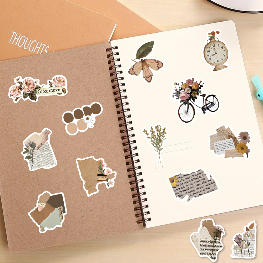50PCS Vintage Newspaper Stickers - Waterproof Decals for Journal, Cup ...