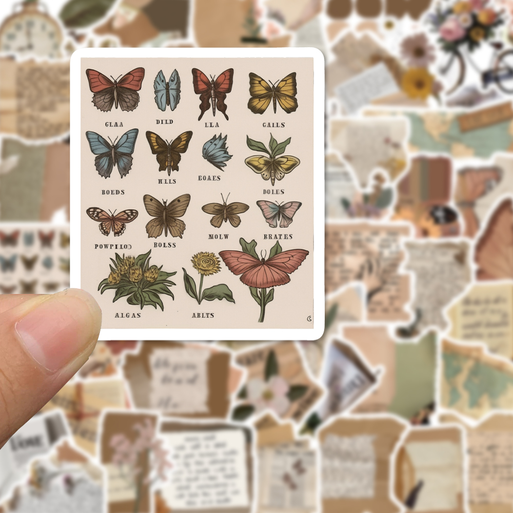 50PCS Vintage Newspaper Stickers - Waterproof Decals for Journal, Cup ...