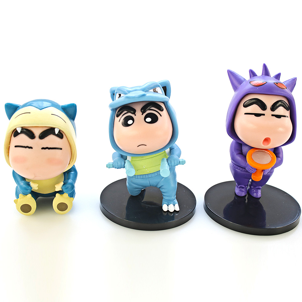 6Pcs/Set Anime Pokemon Crayon Shin-chan Cosplay Snorlax Gengar Mew ...